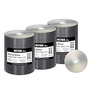 300 Pack Ritek Pro (Professional Grade) DVD-R 16X 4.7GB AZO Dye (MID MXL RG04) Shiny Silver ...