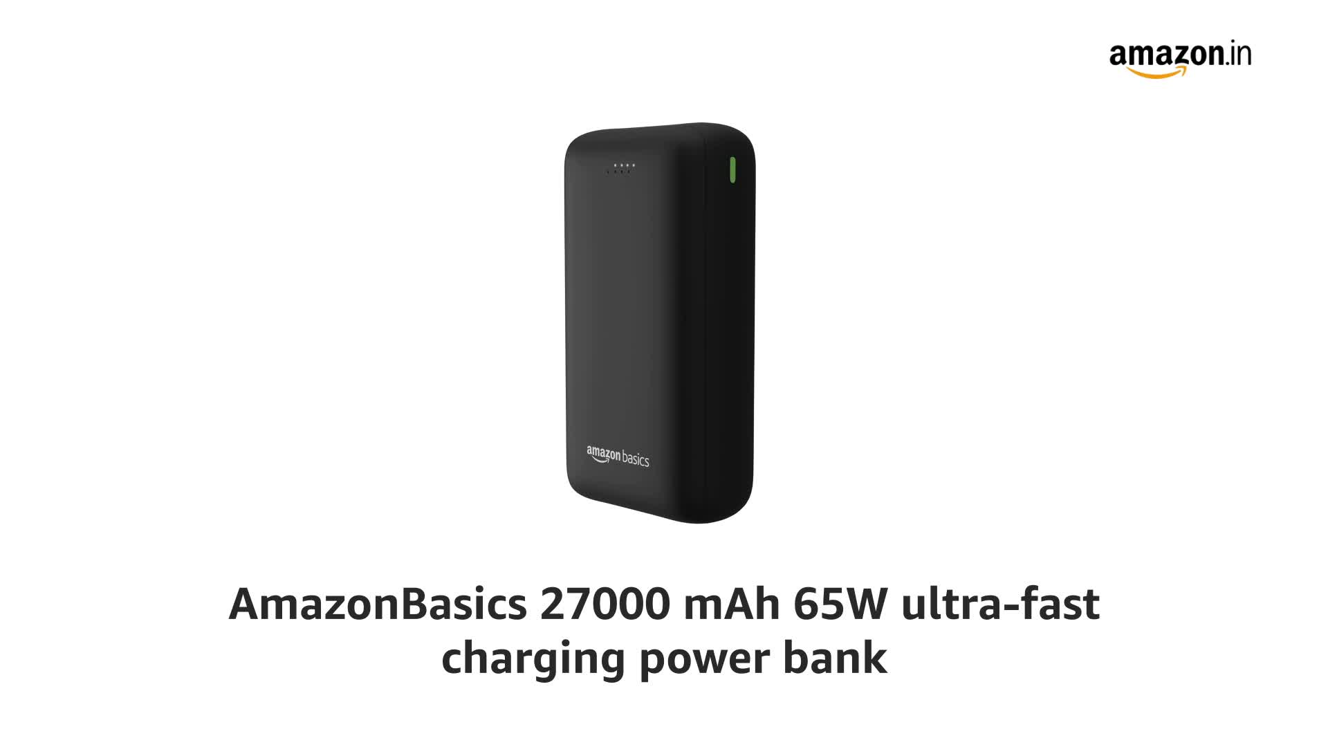 Watch Amazon Basics 27000 mAh 65W Ultra Fast Charging Power Bank | Type ...