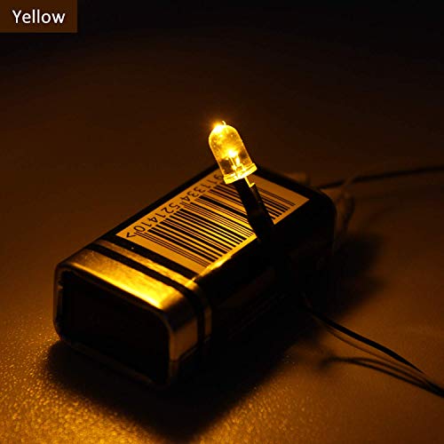 Snapklik.com : 100Pcs 5MM Pre Wired 12V Yellow Light LED Diodes, 9.4 ...