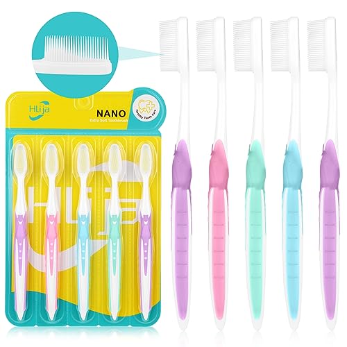 Hlija 5 Pack Nano Toothbrushes Soft Bristle Silicone for Sensitive ...
