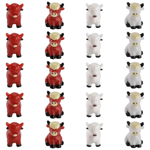 WEWAYSMILE 20pcs Mini Cow Figurines, Tiny Miniature Resin Cow, Mini ...