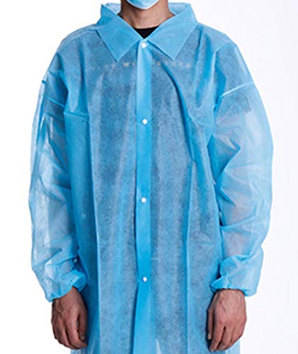 Buy 10 Pack Disposable Lab Coats Large, Blue SMS Lab Coat with Elastic ...