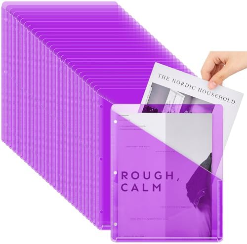 Amazon.com : Seajan 100 Pcs Pocket Folders for 3 Ring Binder Clear ...