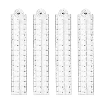 4 Pcs Foldable Ruler,30cm Fold Clear Geometric Measuring Ruler For ...