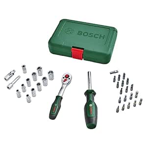 BOSCH Home and Garden 34-Piece Socket Set - 1/4" Drive with Ergonomic ...