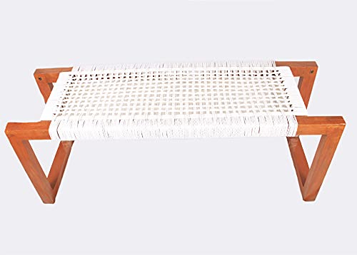 Azuka® Furniture Wooden Rope Bench | White for Home, Office and Outdoor ...