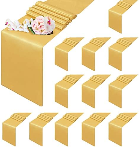 Amazon.com: 12 Pack Table Runner, 12x108in Satin Disposable Tabletop ...