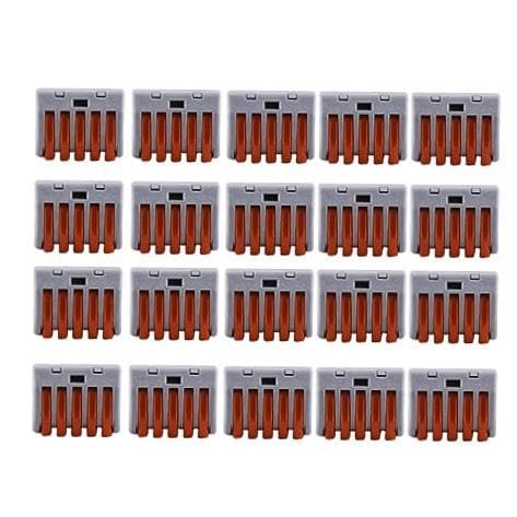 [5-Way Terminal Block] 100 Pack - Wire Connector Spring Lever Terminal ...