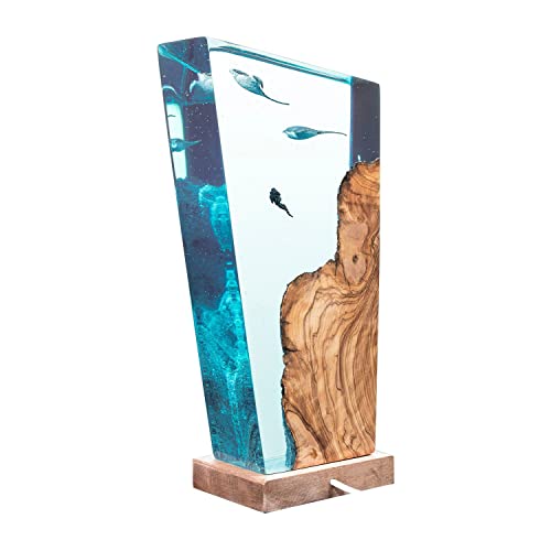 Amazon.com: Manta Rays, Diver, Scuba Resin Wood Lamp, Manta Rays Gift ...