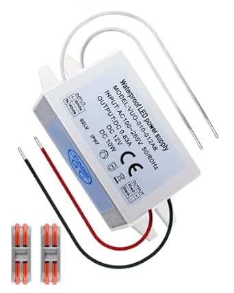 Bonlux 12V LED Power Supply, Waterproof IP67 10W 12 Volt DC Transformer ...