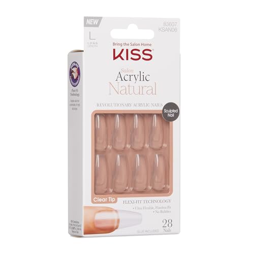 Snapklik.com : KISS Salon Acrylic Natural Nails, Clear Tip, Long, Ultra ...