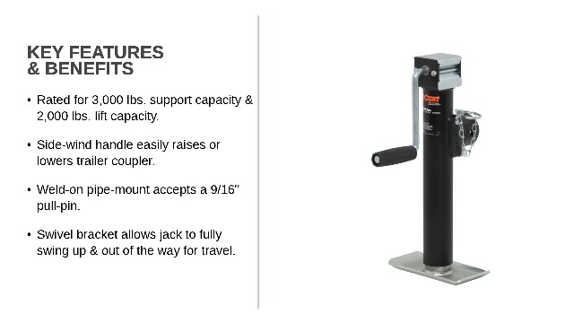 Curt Swivel Jack CURT 28321 Weld-On Pipe-Mount Swivel Trailer Jack ...