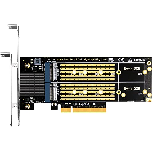GLOTRENDS PA21 Dual M.2 PCIe 4.0 NVMe Adapter, Support 2 NVMe M.2 SSD ...