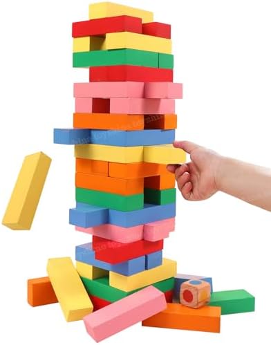 Buy Toyshine 54 Pcs Printed Educational Wooden Stacking Tumbling Tower ...