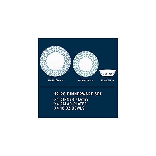 Snapklik.com : Corelle Vitrelle 12-Piece Glass Dinnerware Set Service For 4