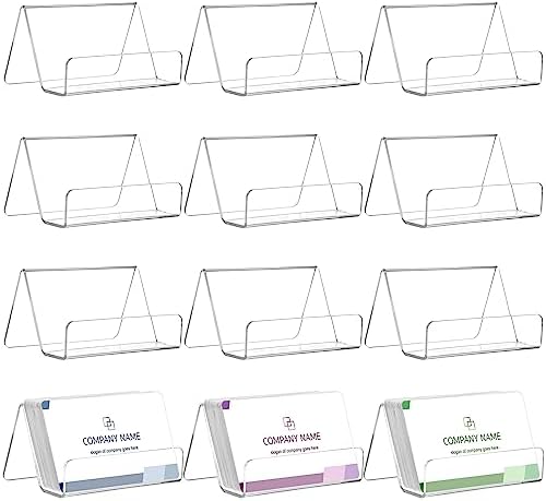 Hedume 12 Pack Clear Acrylic Business Card Holder for Desk, Office ...