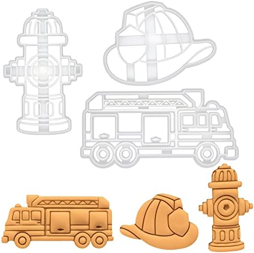 Amazon.com: R&M Fire Truck, Firefighter Cookie Cutter 3 Piece Set ...