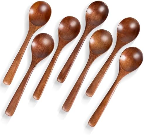 Amazon.com: Hefild 7 PCS Wooden Spoons for Eating, 7 inch Wooden Honey ...