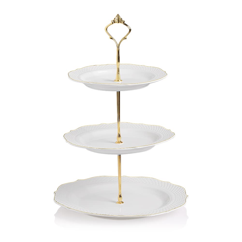 Snapklik.com : Sweejar 3 Tier Ceramic Cake Stand Wedding, Dessert ...