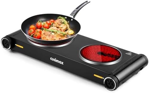 CUSIMAX Double Hobs with Concealed Handle, 2400W Electric Hob Double ...