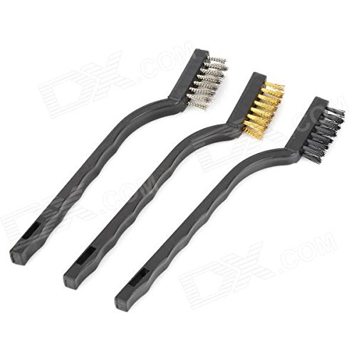 3 Pc Mini Wire Brush Set,Cleaning Tool Kit - Brass, Nylon, Stainless ...
