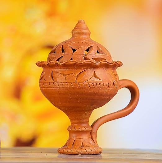 Earthen Innovation Clay Handcrafted Terracotta Dhunuchi With Lid For ...