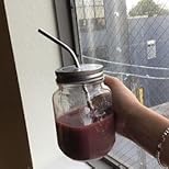 Amazon.com: brimley 16oz Glass Mason Jar Set of 4 with Lid and Straw - Mason Jars with Handle ...