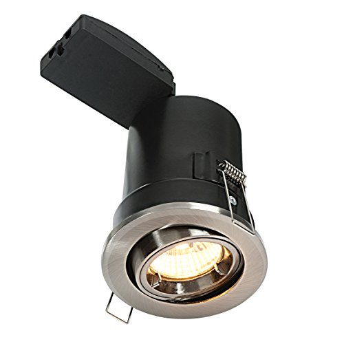 National Lighting Shield Plus Modern Satin Silver Fire Rated GU10 ...