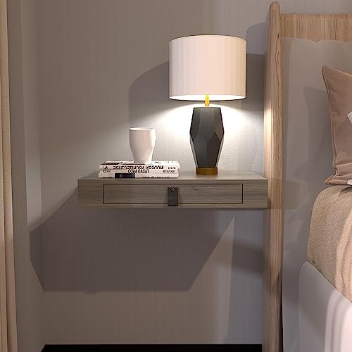 Amazon.com: Floating Shelf with Drawer, Floating Nightstand for Bedroom ...