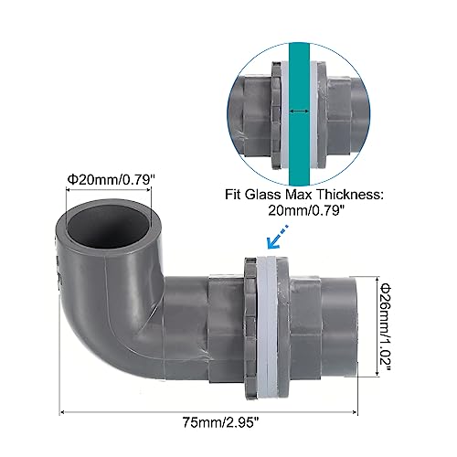 PATIKIL 20mm/0.79″ PVC Elbow Water Tank Pipe Connector, Coupling ...