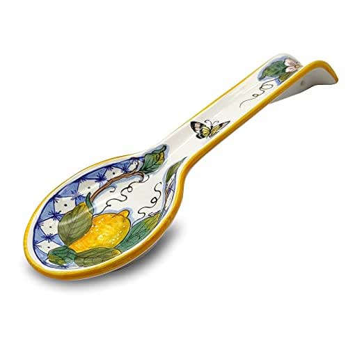 Amazon.com: Italian Ceramic Spoon Rest for kitchen counter - Lemon ...