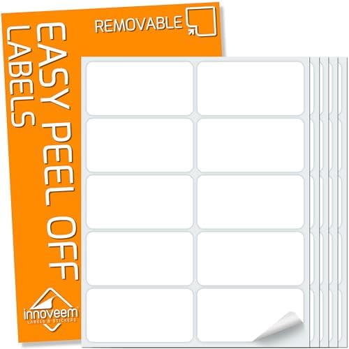 Easy Peel Labels 6x3 cm - 100 Durable Easy Peel Off Labels, Perfect for ...