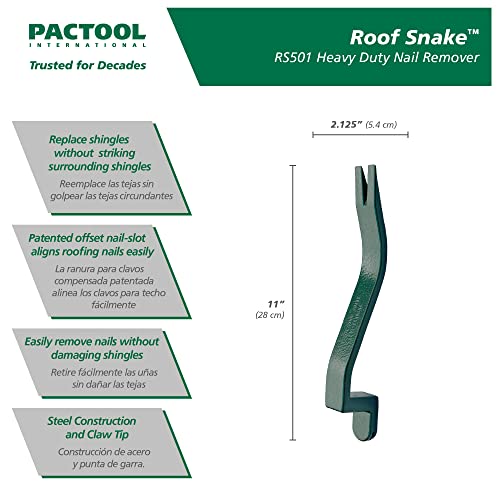 PacTool International RS501 Roof Snake, Shingle Nail Puller, Roof ...