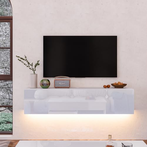 Amazon.com: Floating TV Stand with Led Light for TVs up to 63", Modern ...