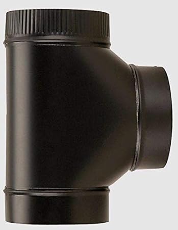 Stove Pipe 8" x 8" x 8" Stove Pipe Black Assembled Tee 24 Gauge Single ...