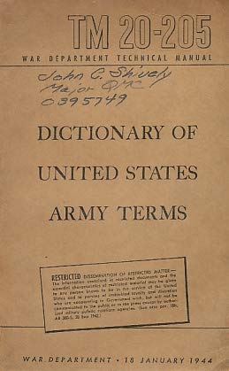 Dictionary of United States Army Terms: War Department: Amazon.com: Books