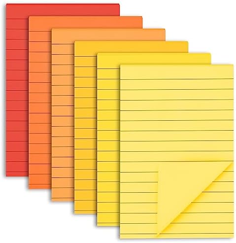 Amazon.com : EOOUT Lined Sticky Notes, 4x6 Inches, 6 Pads, Fresh Colors ...