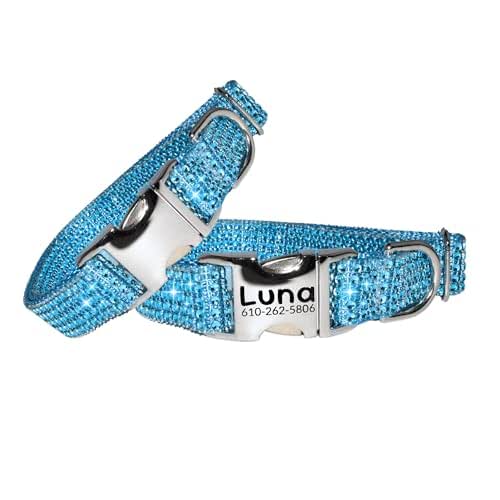 Amazon.com: Sparkling Rhinestone Dog Collar with Engraving and Leash ...