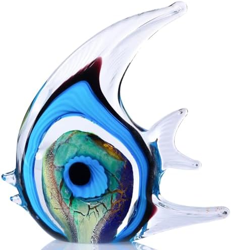 Amazon.com: XMGZQ Hand Blown Blue Glass Fish Figurines,Sea Glass Art ...