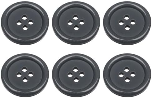 Pack of 6 Grey Sew on 20mm Round Buttons Flat 4 Holes 32L 32 Ligne ...