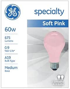 GE SOFT PINK LIGHT BULBS - 97483 specialty A19 bulbs (Pack of 12 ...