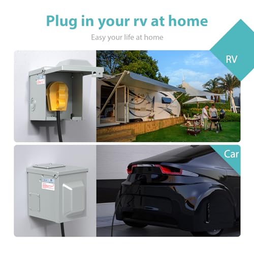 Snapklik.com : 50 Amp RV/EV Power Outlet Box, Enclosed Lockable ...