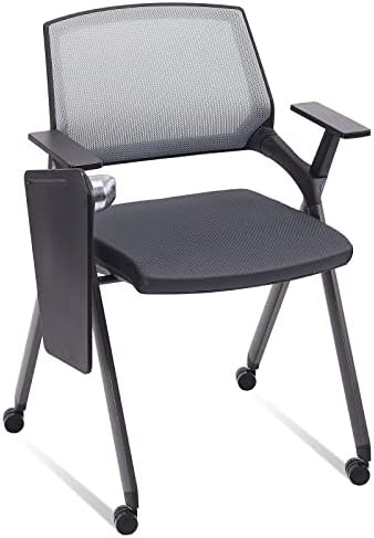 Amazon.com: Sintuff Tablet Arm Folding Chair with Caster Wheels Chair ...