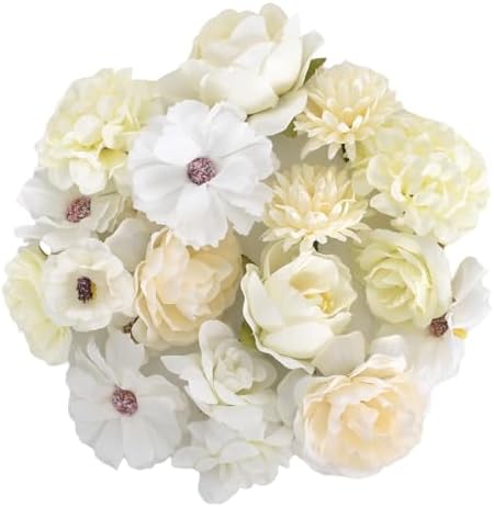 Artificial Flower Heads, 20 PCS Decorative Mini Assorted Faux Flowers ...