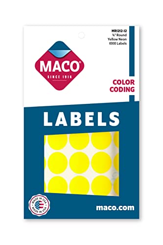 Snapklik.com : MACO Neon Yellow Round Color Coding Labels, 3/4 Inches ...