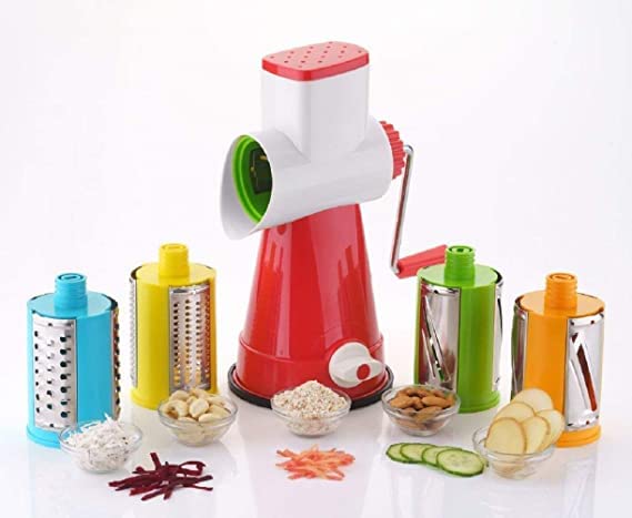 Premium Multi-Functional 4 in 1 Drum Rotary Vegetable Cutter, Shredder ...