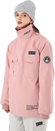 Amazon.com: SEARIPE Mens Ski Jacket Solid Color Raised Collar Ski Coat ...