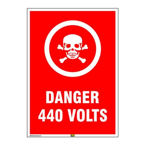 Mr. Safe - Danger 440 Volts Sign Eco Vinyl Sticker A2 (16.5 inch X 23.4 ...