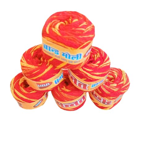 Hookcart Red Yellow Mouli for Pooja Cotton Yarn | Kalawa Cotton Yarn ...