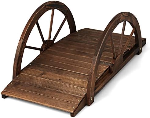 Amazon.com : Giantex 3.3 FT Wooden Garden Bridge, Classic Stained Wood ...
